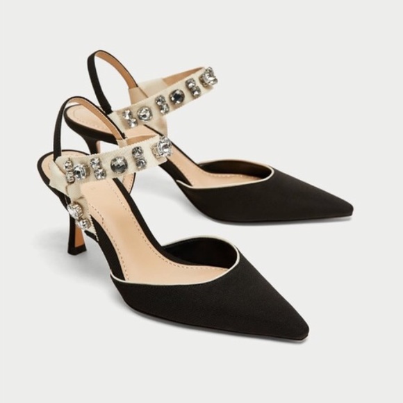 Zara | Shoes | Zara Slingback Bejeweled Pumps | Poshmark